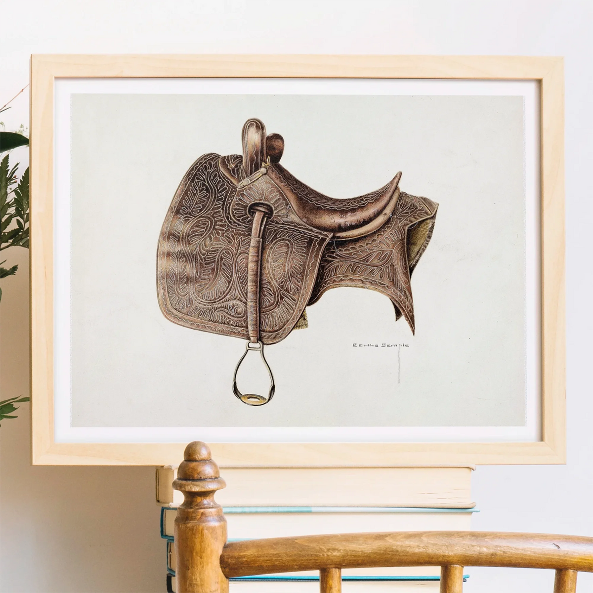 Leather Saddle - Bertha Semple Equestrian Art Print – Toby Leon
