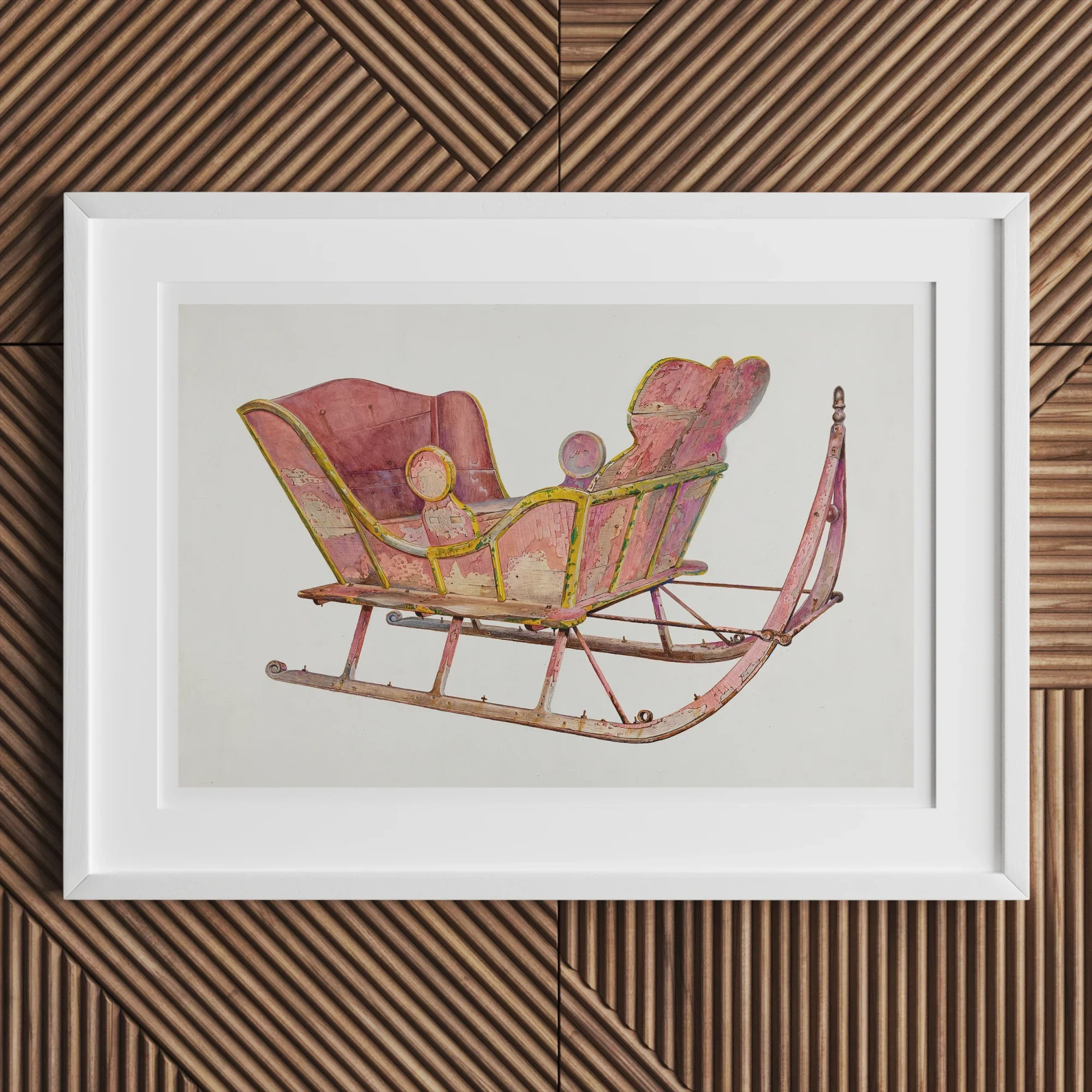 Pink Sleigh - Amos C. Brinton 1930s Decorative Art Print – Toby Leon